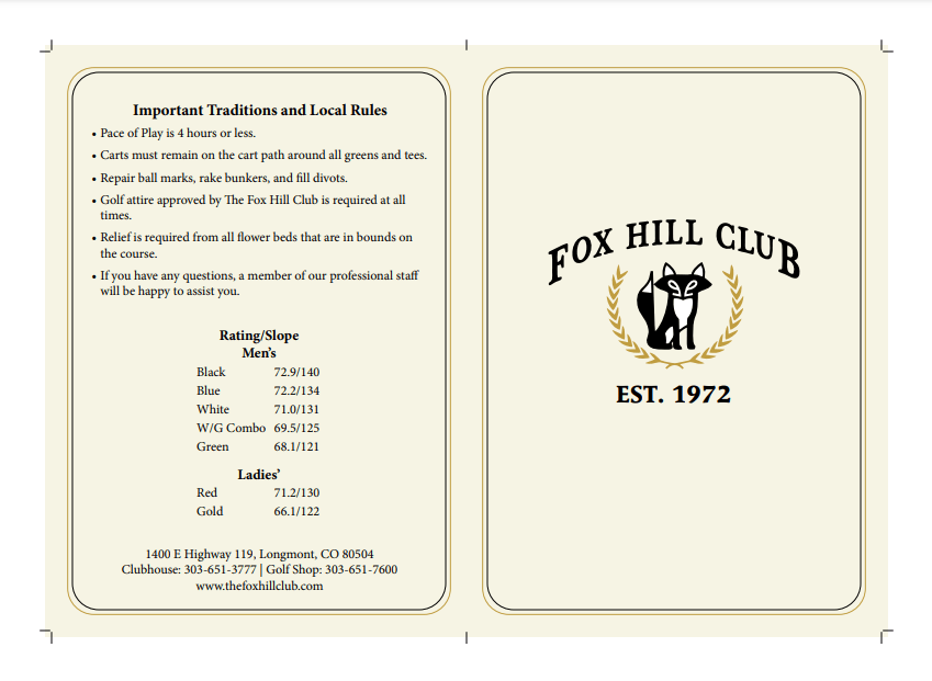 Scorecard - The Fox Hill Club