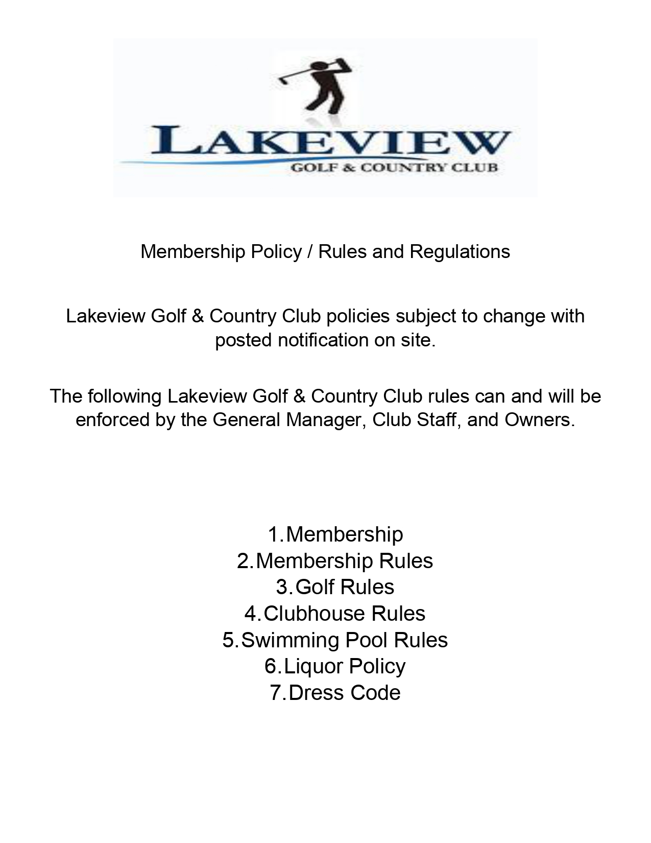 Membership Packet - Lakeview Golf and Country Club